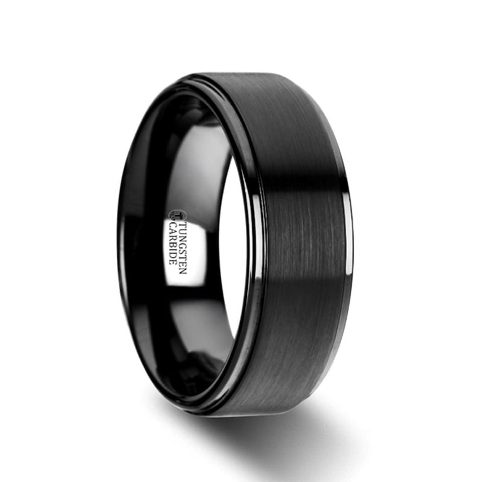 Orion Flat Black Tungsten Ring With Brushed Raised Center Polished ...