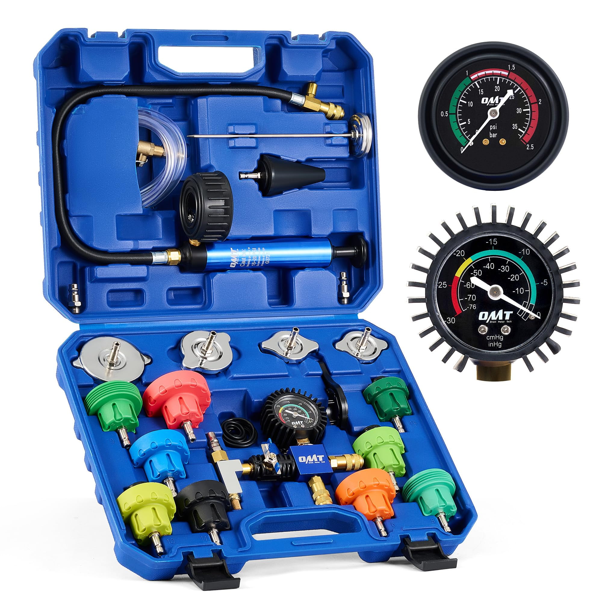 Orion Motor Tech Pressure Tester Kit, 22pc Vacuum Refill Kit with 14 ...