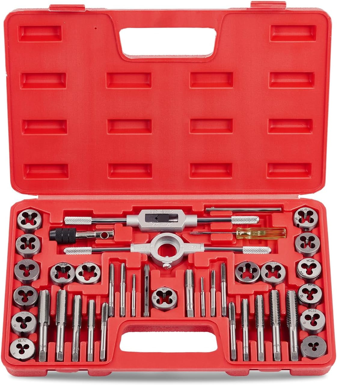 Orion Motor Tech SAE Tap and Die Set Standard | #4, 6, 8, 10, 12, 1/4, 5/16, 3/8, 7/16, 1/2" Tap ...