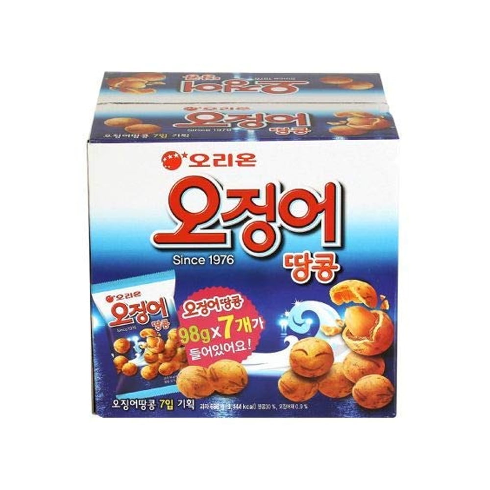 Korean Orion Peanut Squid Ball Value Pack, 1 Box (98g X 7ea) 오징어 땅콩 ...