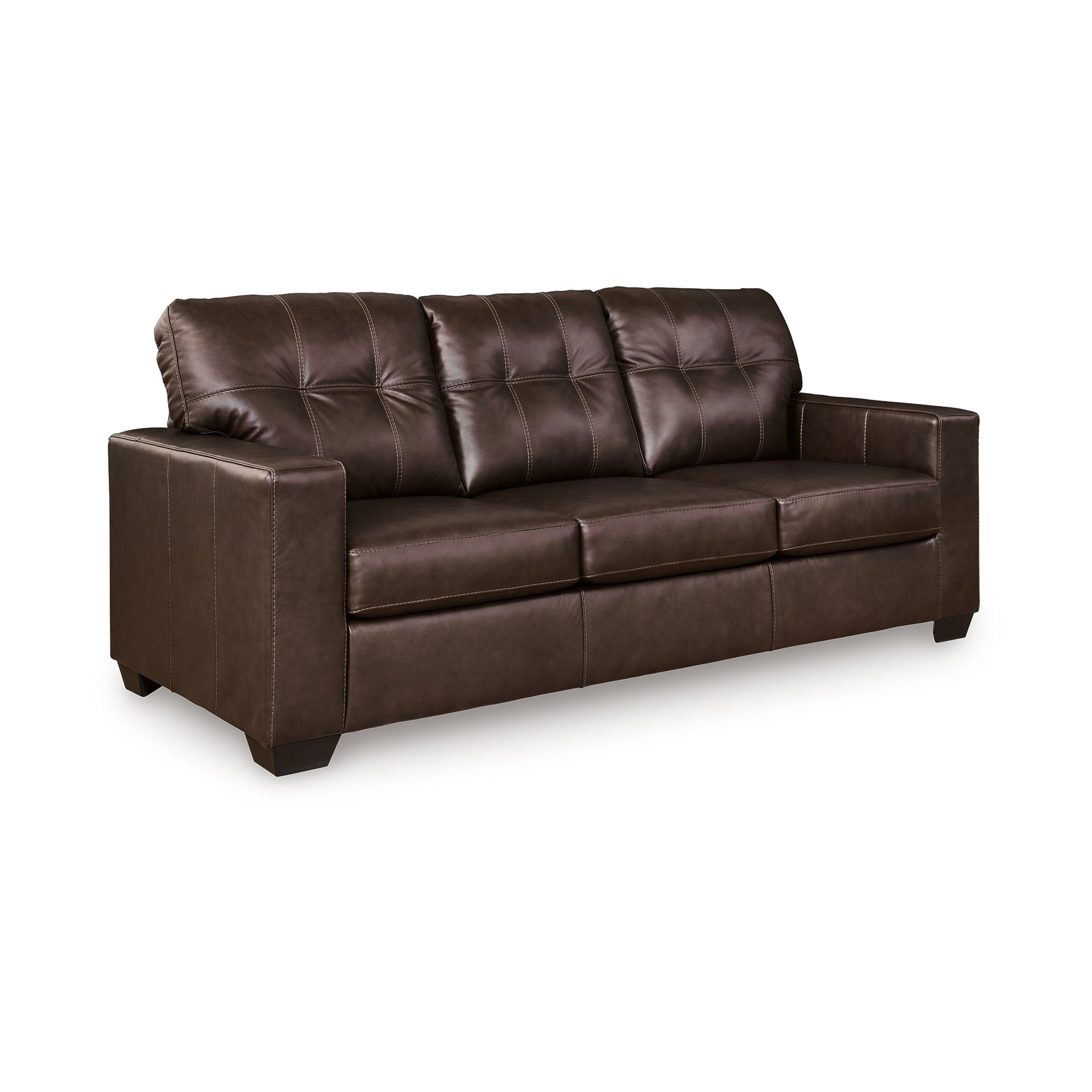 Orion Sofa, Dark Brown Tufted Real and Faux Leather Cushions, 85 Inch - Walmart.com