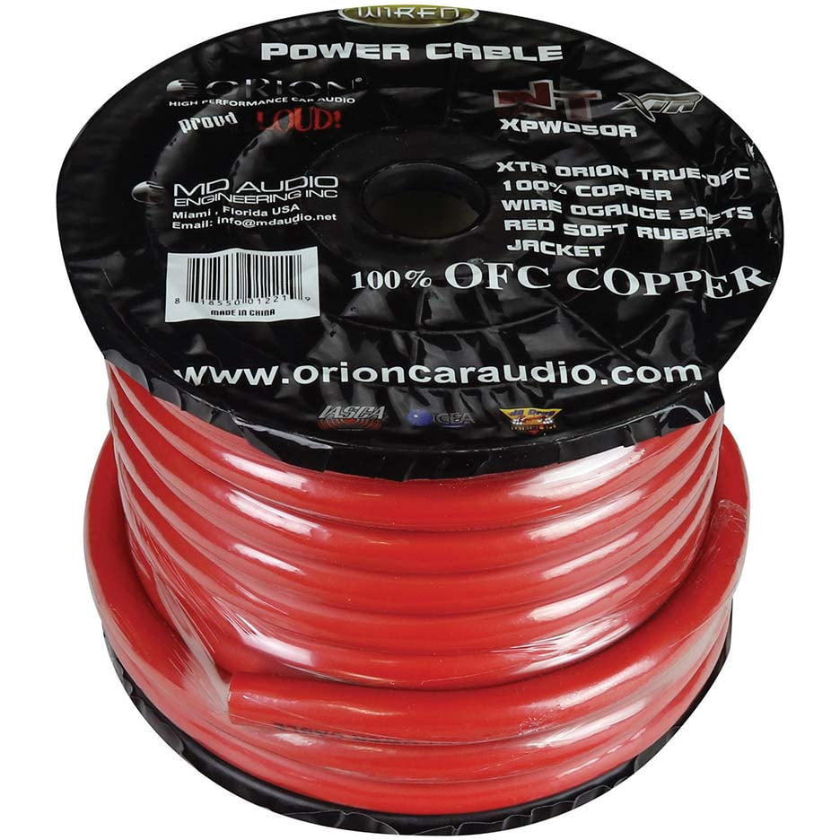 Orion XPW050RED Xtr 100% Copper Wire 0 Gauge 50 Ft Red - Walmart.com