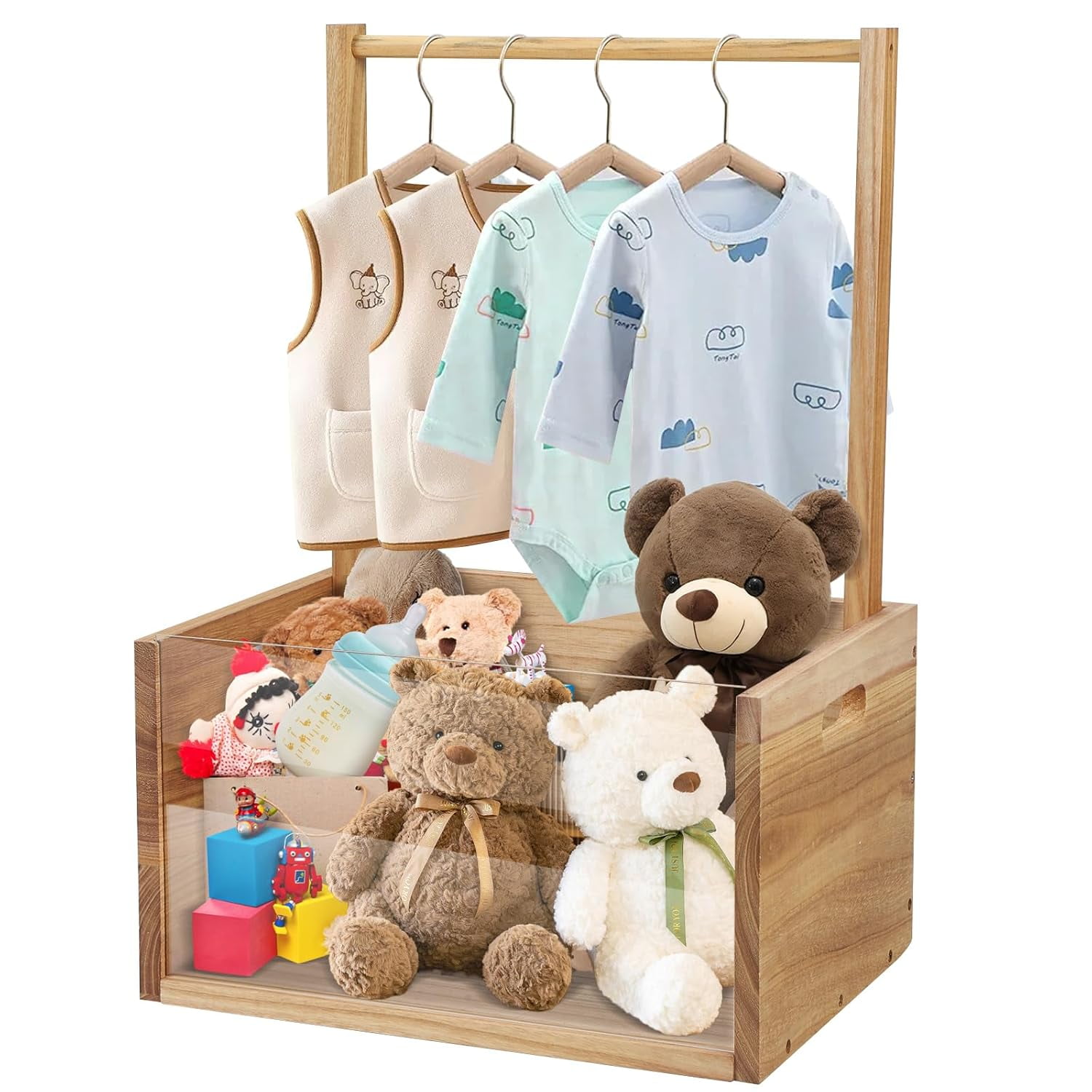 Orionstar Wooden Baby Shower Crate Closet, Baby Gift Basket with Handle ...