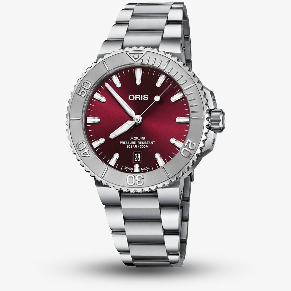 Oris Aquis Date Automatic Red Cherry Dial Steel Men's Watch 01 733 7730 4158-07 8 24 05PEB ...