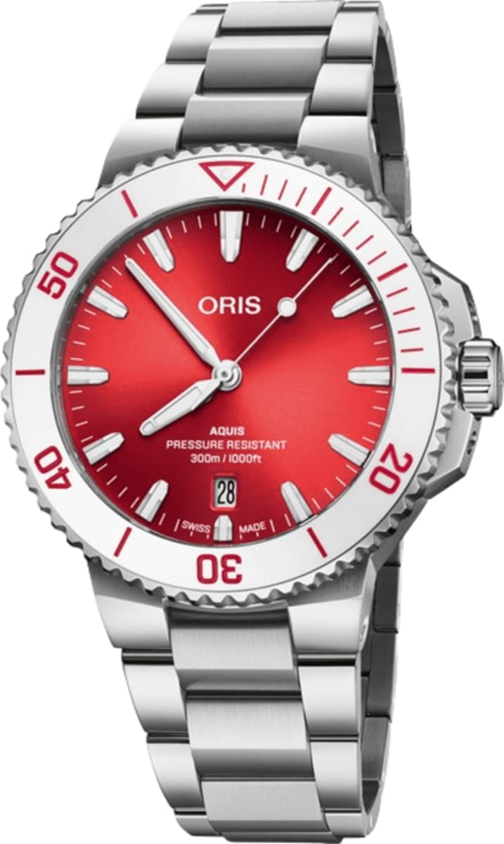 Oris Aquis Date Taste of Summer Automatic Red Dial Steel Men's Watch 01 ...