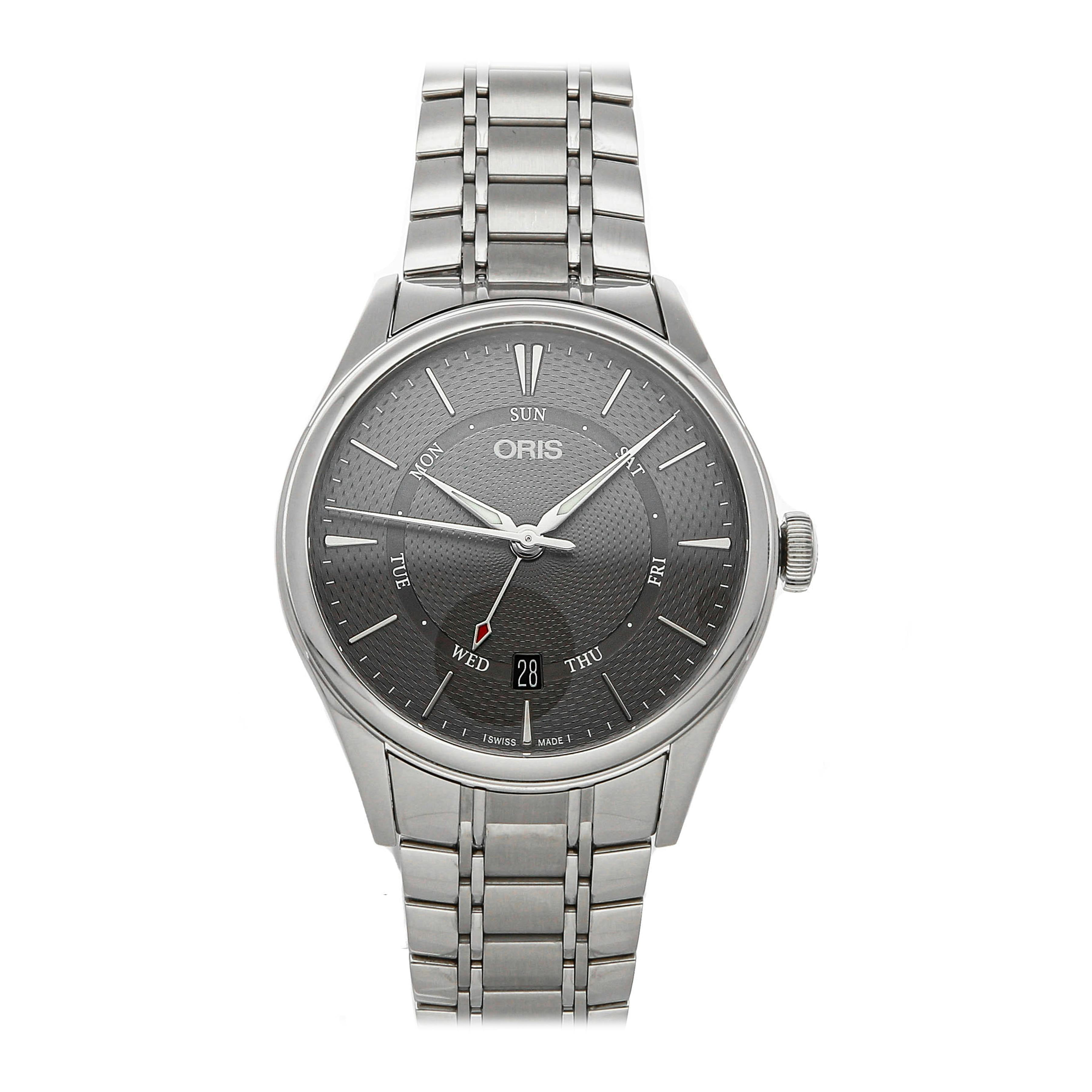 Oris Artelier Pointer Day Date Grey Dial Stainless Steel Men's Watch ...