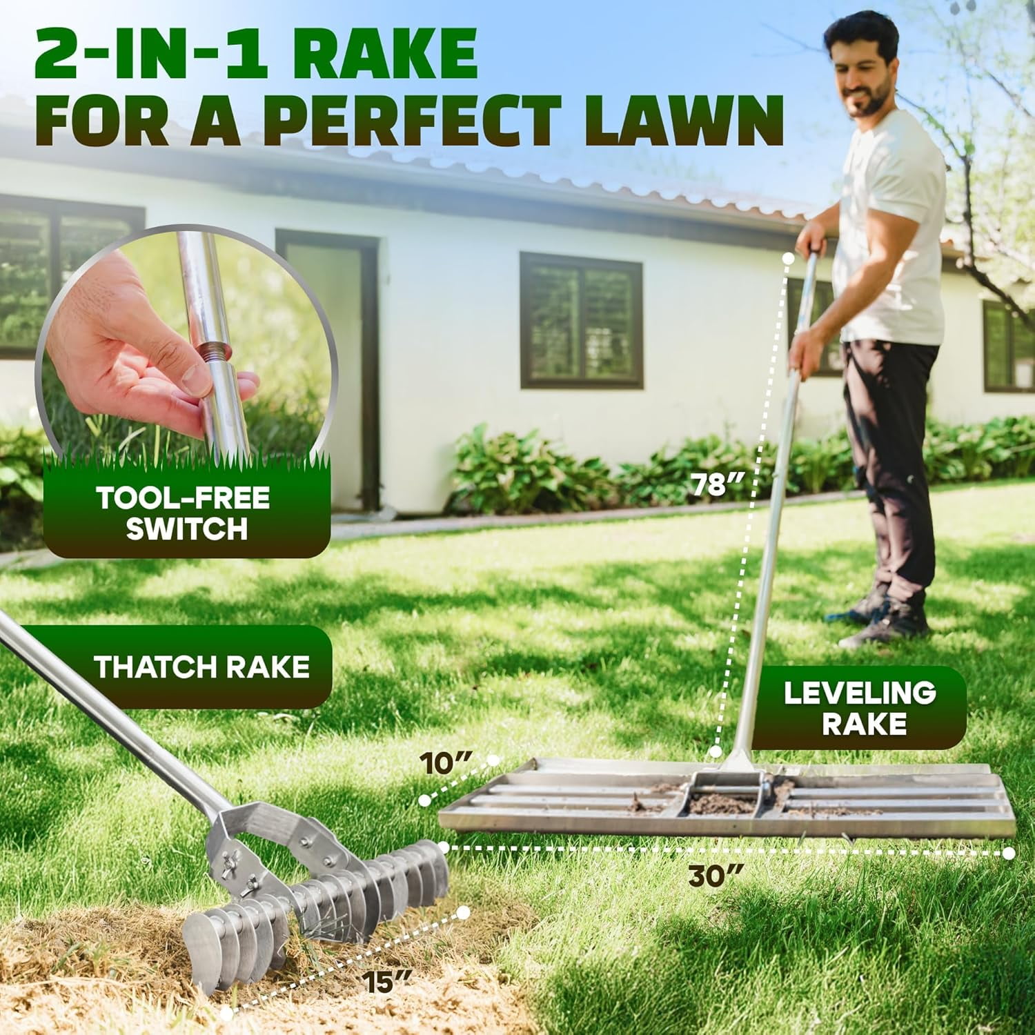 Oris Garden ® Lawn Leveling Rake 30 inch - Ground Leveler for Yard ...