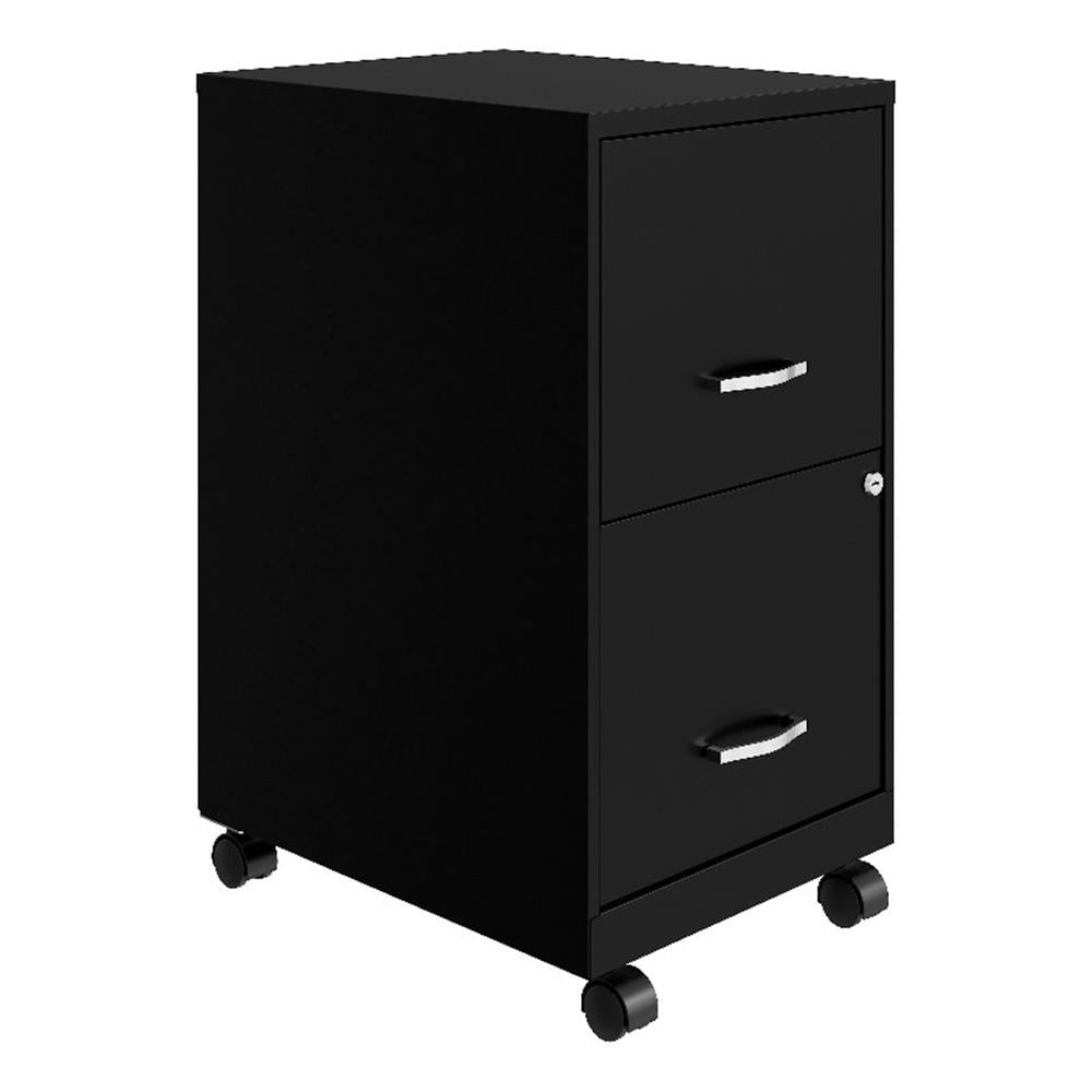 Orison 18" 2 Drawer Mobile Ultra Pedestal Metal File Cabinet - Black ...