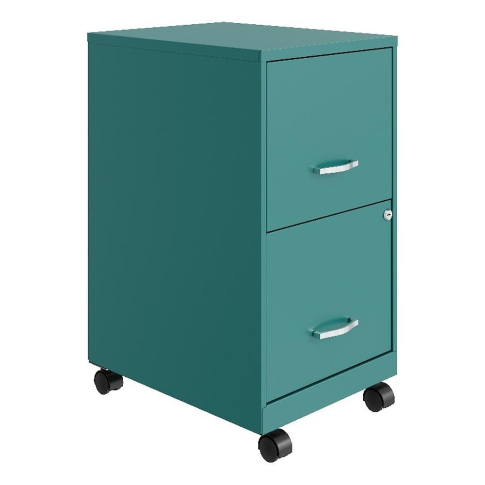 Orison 18" 2 Drawer Mobile Ultra Pedestal Metal File Cabinet - Teal ...