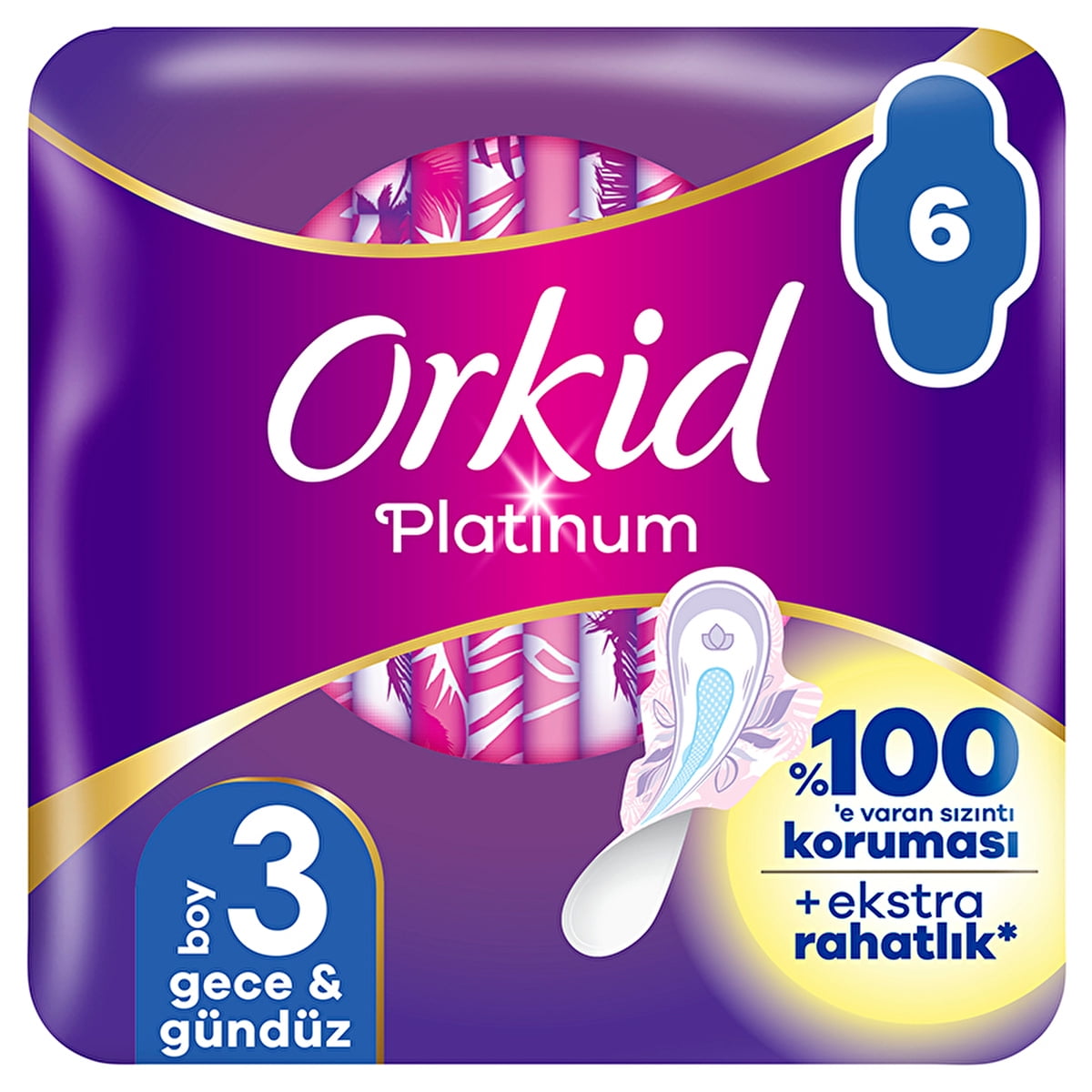 Orkid Platinum Winged Night (Size 3) 6 Pieces Hygienic Pads - Walmart.com