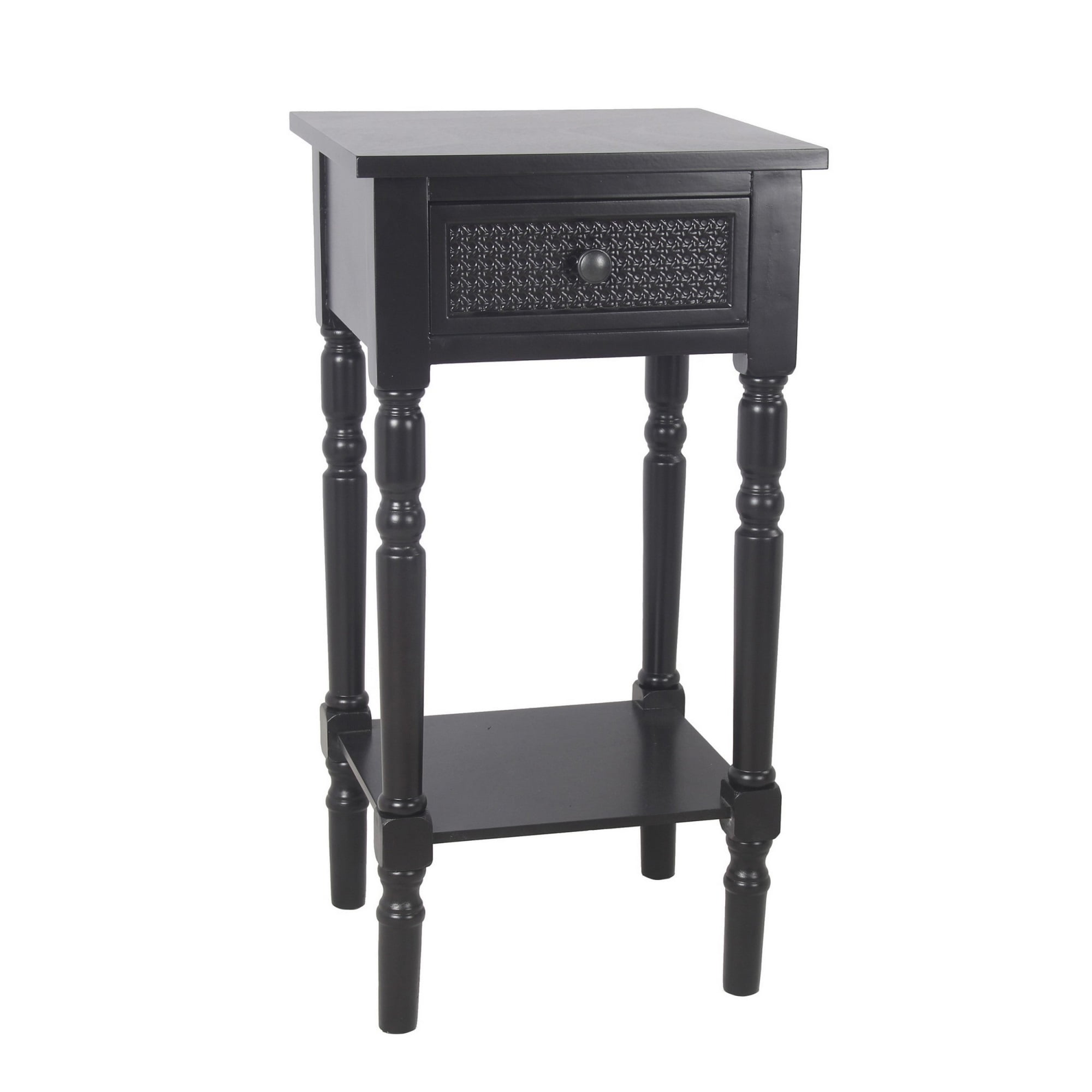 Orla 28 Inch Classic Accent Side Table, Drawer and Shelf, Midnight ...