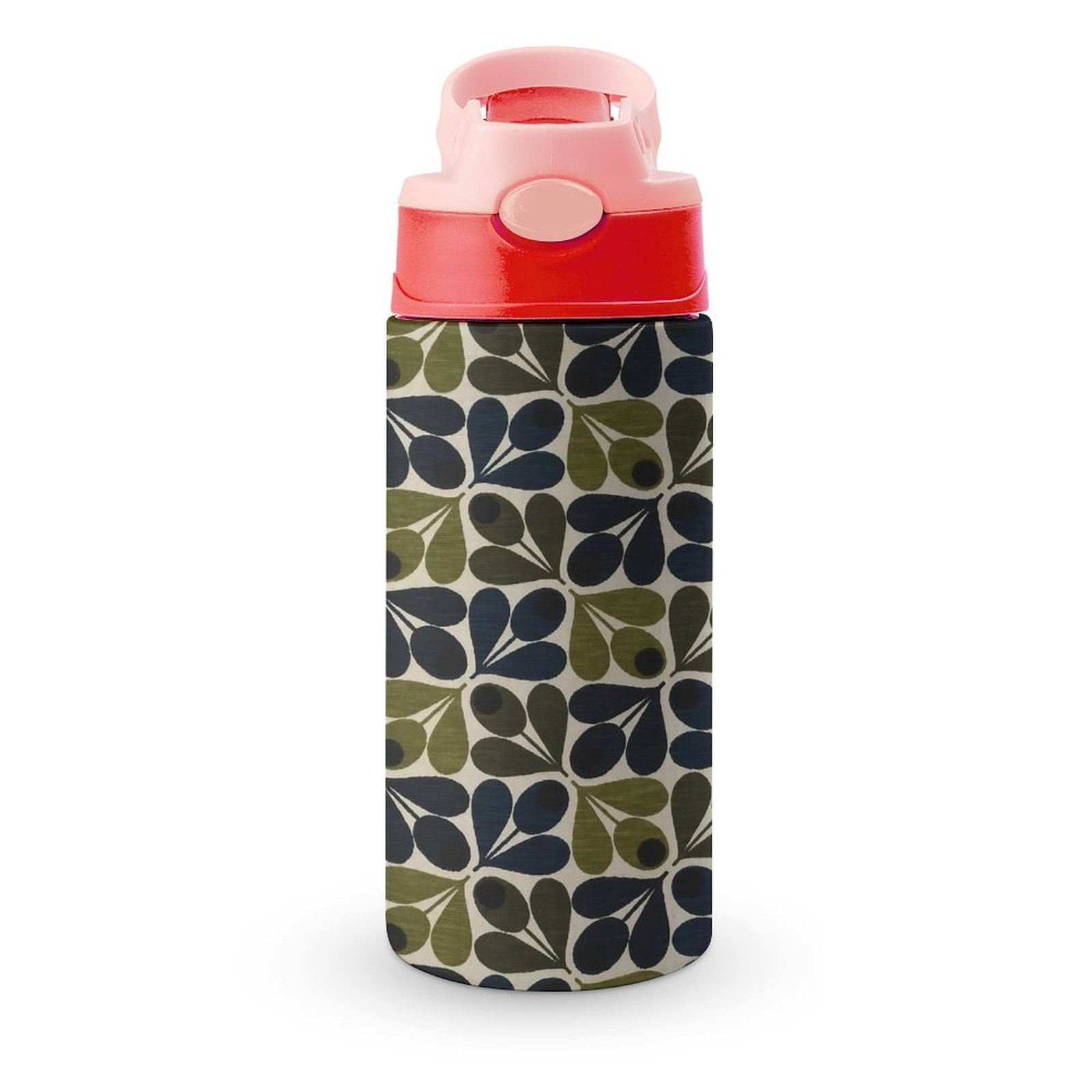 Orla-kiely-fabric-slub-acorn-cup-dark-marine Water Bottle with Straw ...