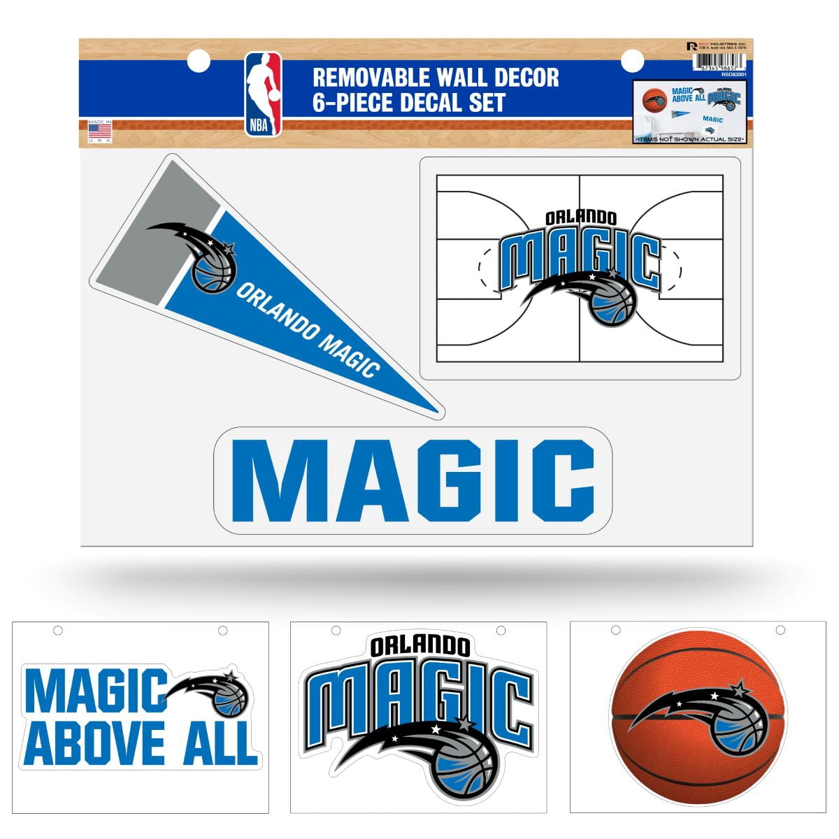 Orlando NBA Magic Set of 6 Removable Wall Decal Stickers - Walmart.com