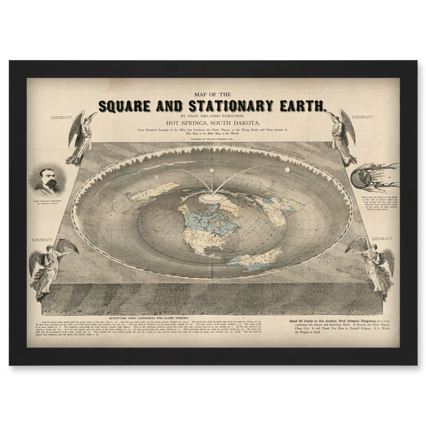 Orlando Ferguson Vintage Map of the Square and Stationary Earth Flat ...