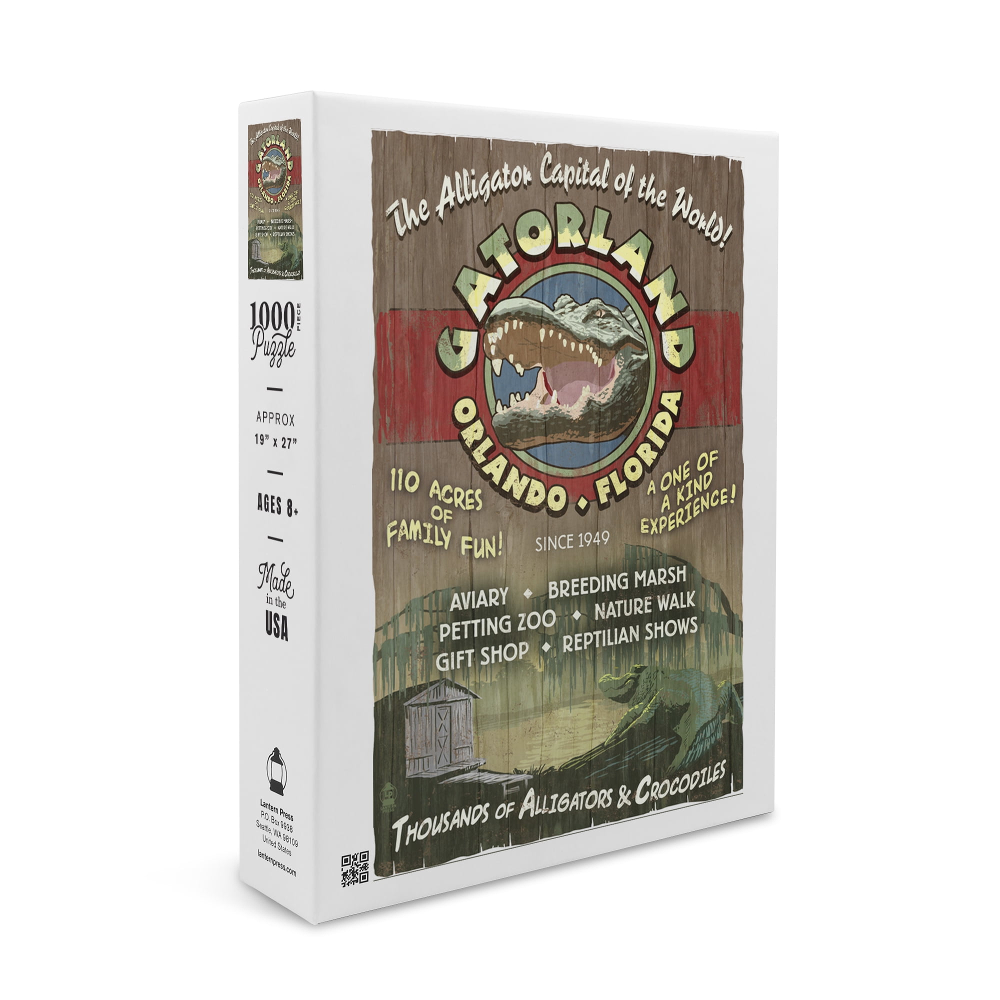 Orlando, Florida, Alligator Vintage Sign (1000 Piece Puzzle, Size 19x27 ...