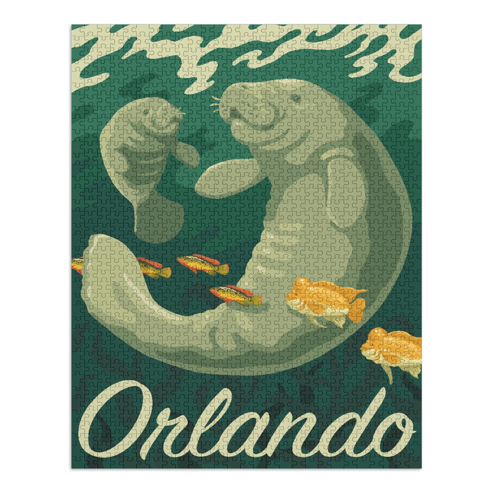 Orlando, Florida, Manatee and Calf Swimming (1000 Piece Puzzle, Size ...