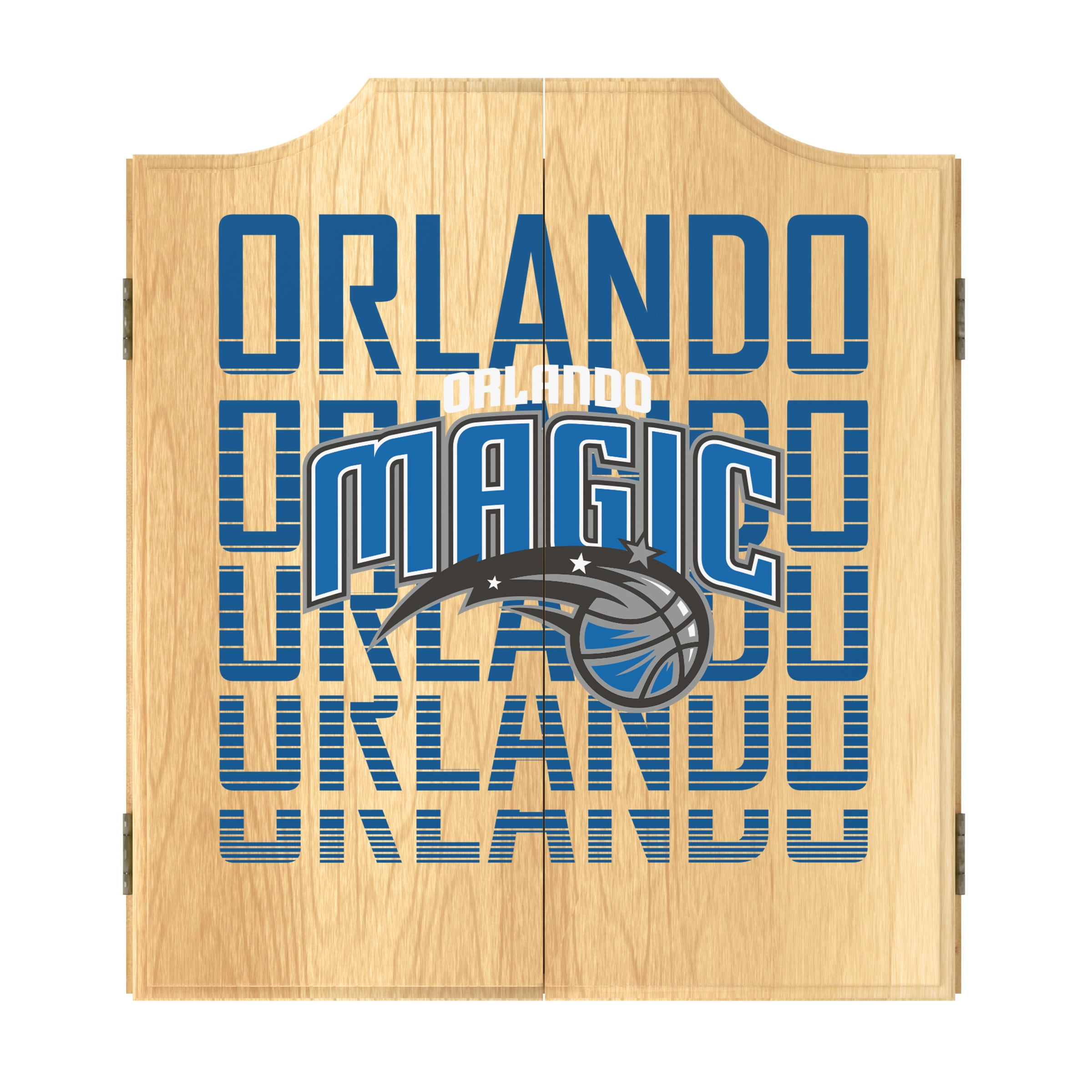 Orlando Magic City Dart Board Cabinet Set with 6 Steel Tip Darts ...