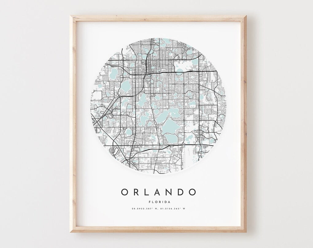 Orlando Map Print, Orlando Map Poster City Wall Art, Fl Road Map ...