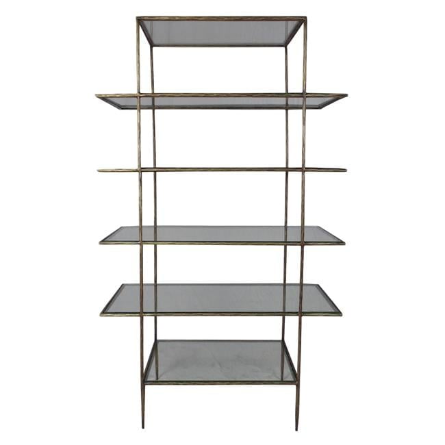 Orlando Melvin Glass Display Stand with Antique Brass Forged Iron Frame ...