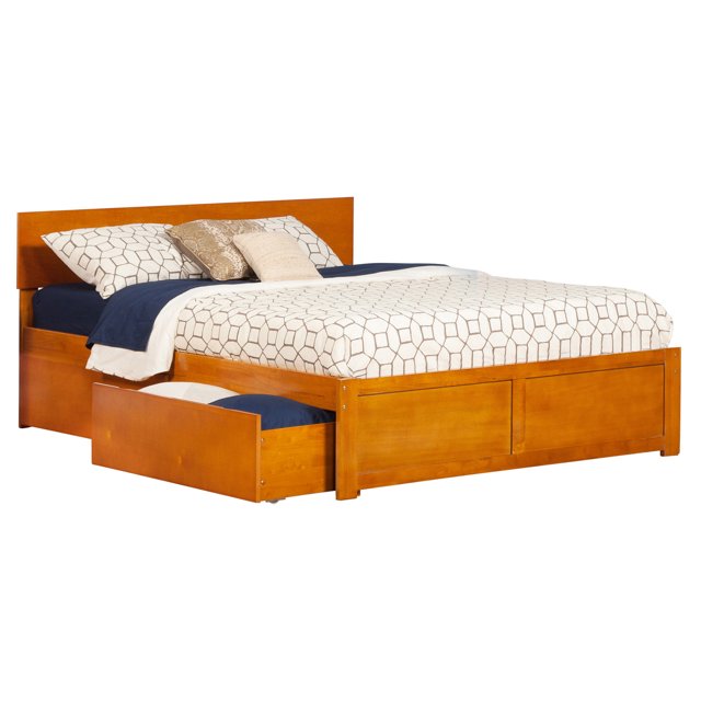 Orlando Platform Bed with Flat Panel Foot Board and 2 Urban Bed Drawers ...