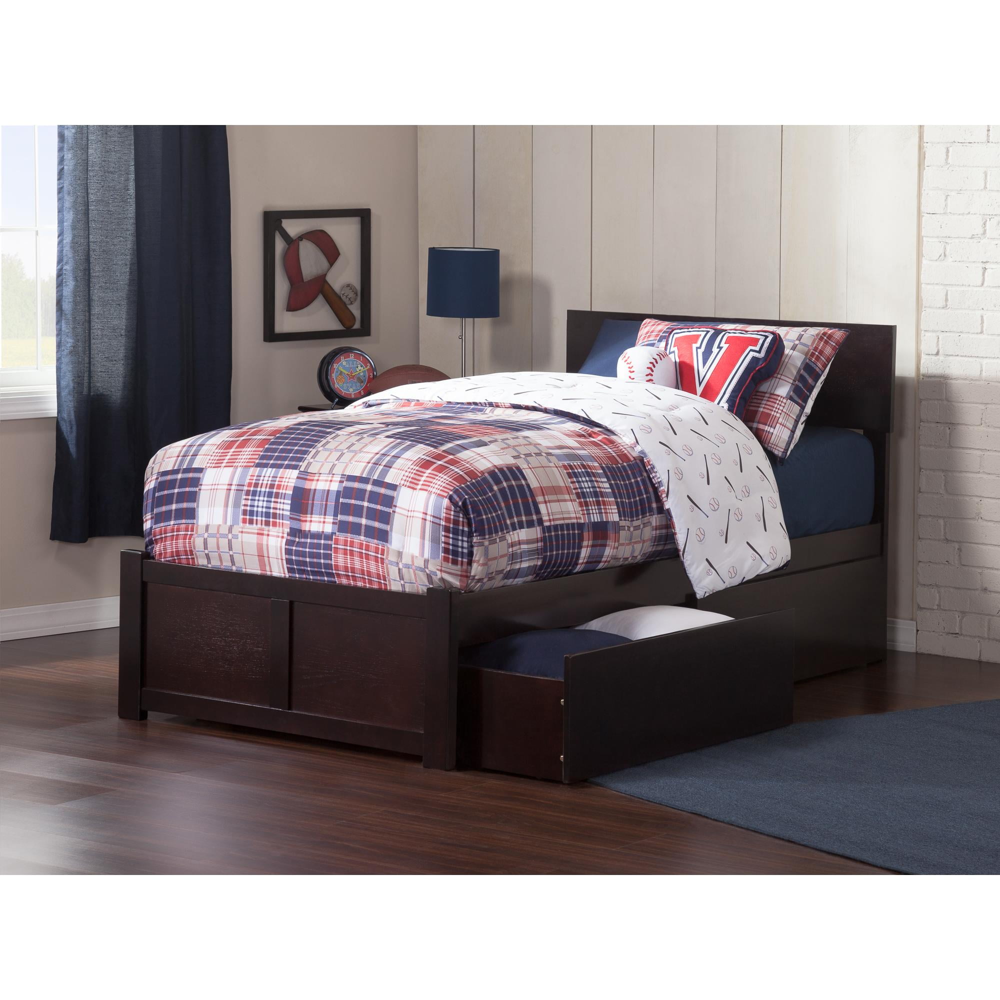 Orlando Platform Bed with Flat Panel Foot Board and 2 Urban Bed Drawers ...