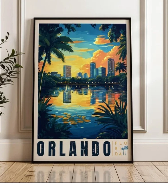 Orlando Travel Poster - Florida Wall Art Print, Illustration Poster ...
