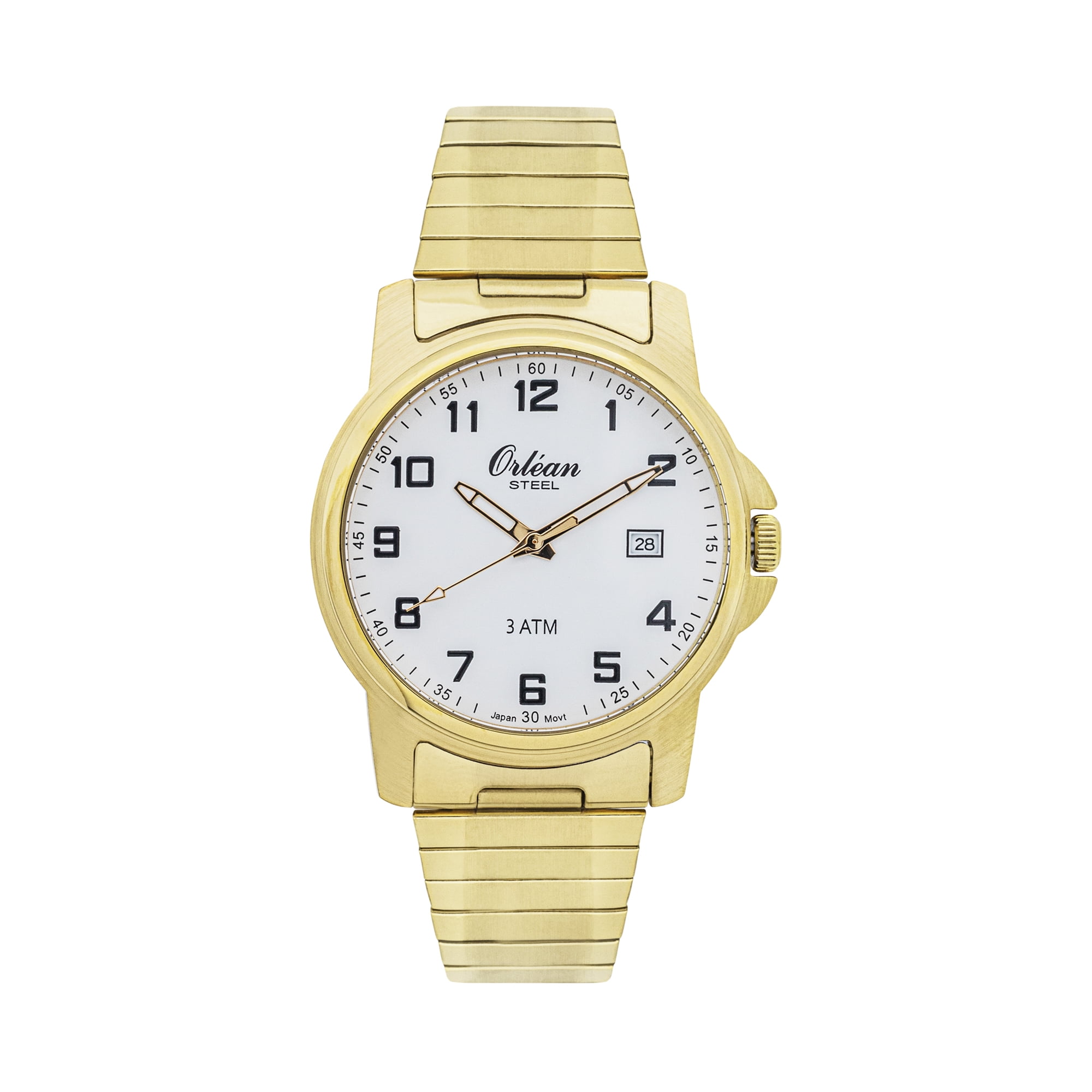 Orlean Men's 38mm Analog Watch, Easy to Read, Expandable Stainless ...