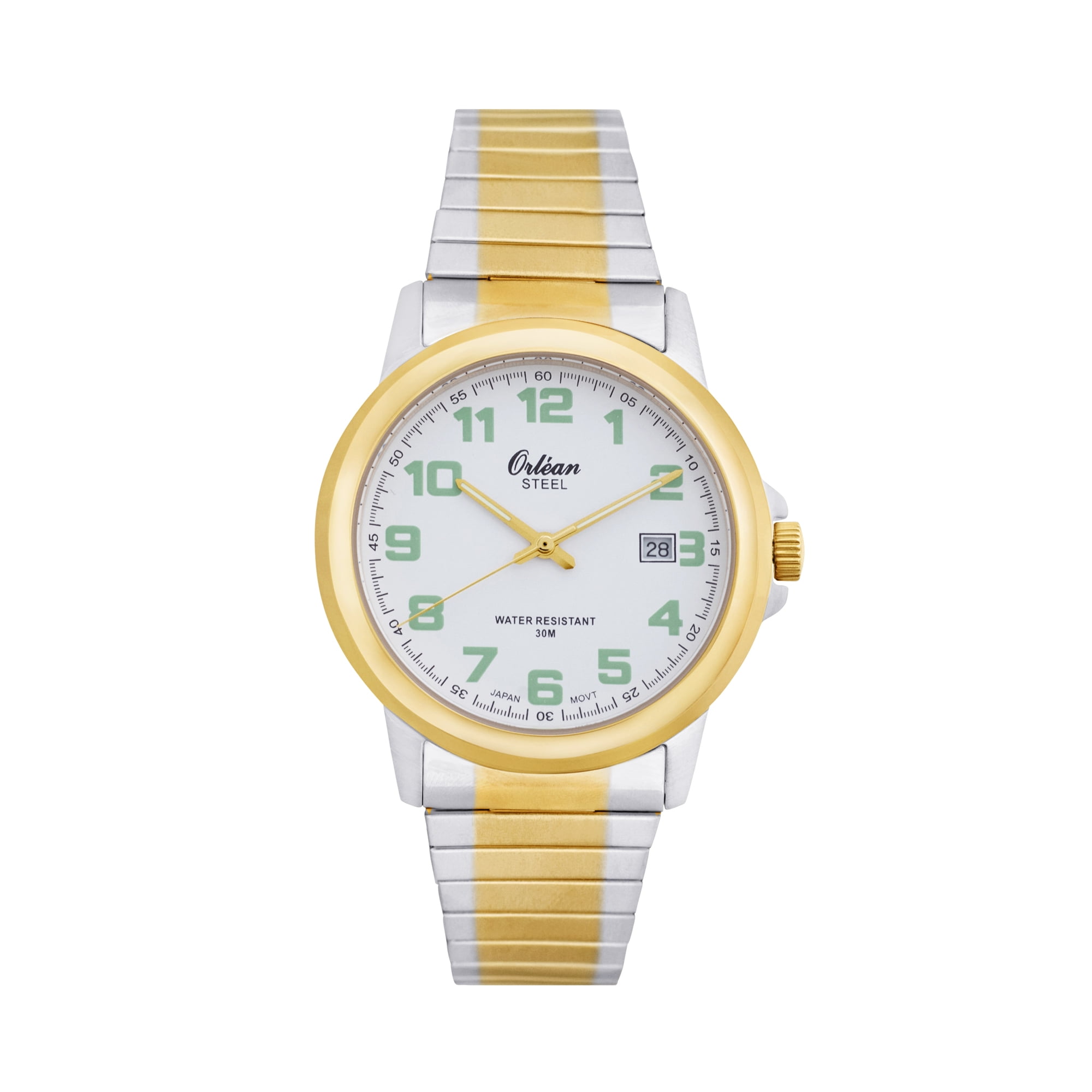 Orlean Mens Stretch Watch, Big Glow in the Dark Numbers - Easy to Read ...