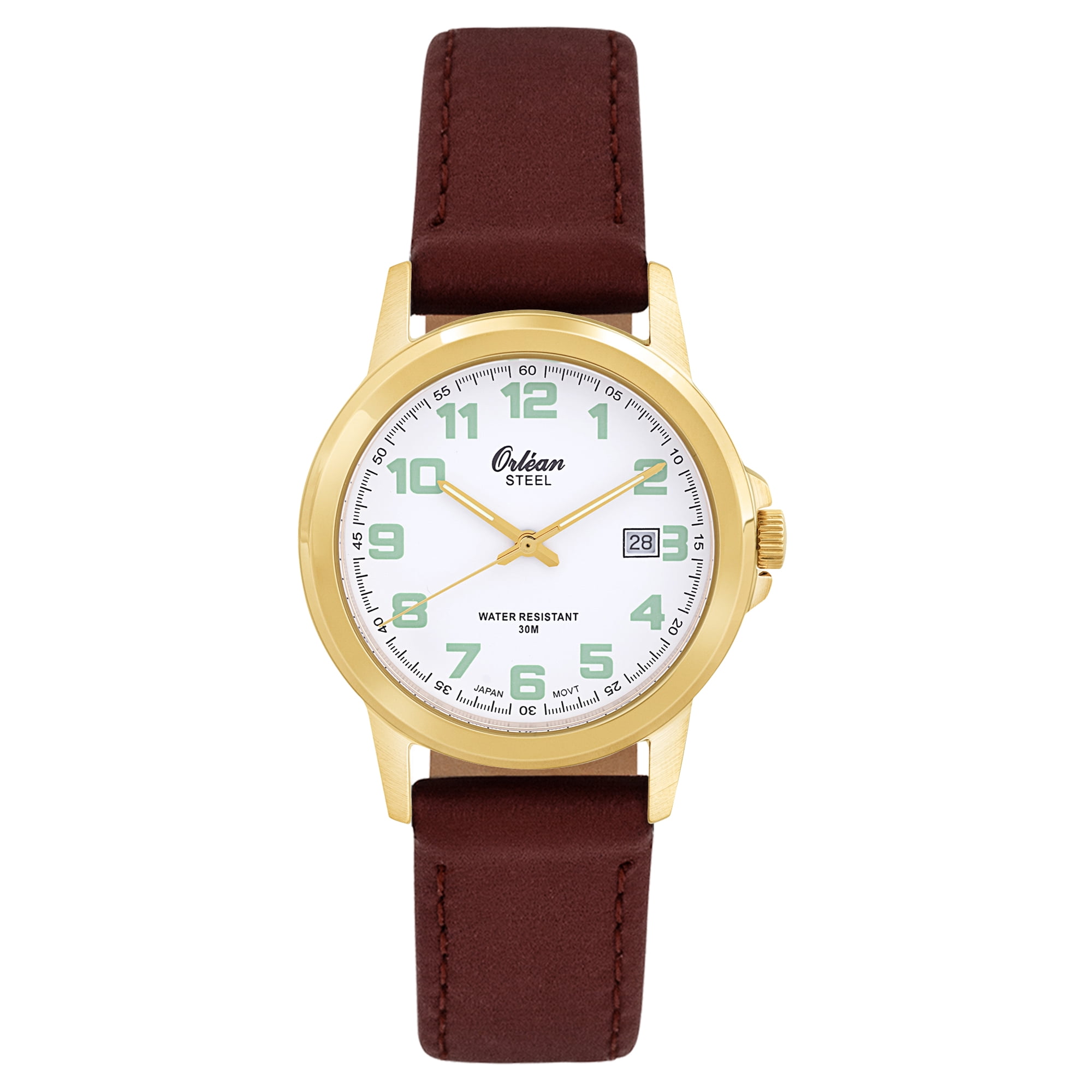 Orlean Mens Watch, Big Glow in the Dark Numbers, Date - Easy to Read ...