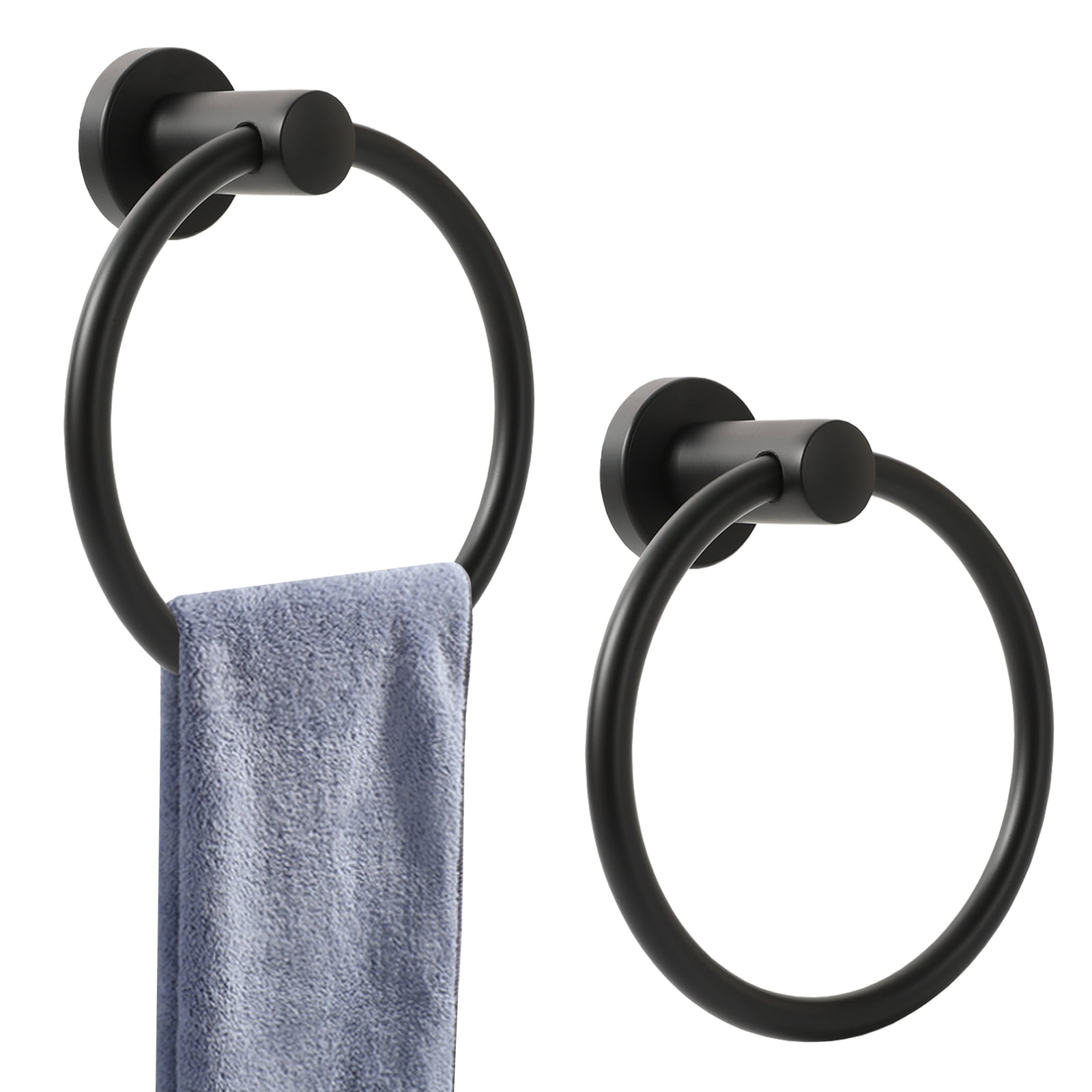 Orlif Matte Black Towel Ring , Bathroom Hand Towel Holder - 2 Pack ...