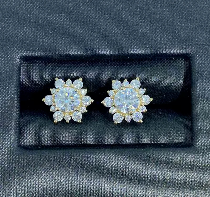 ORLOV DIAMONDS Push Back Snowflake Stud Earring 14K Yellow Gold Plated ...