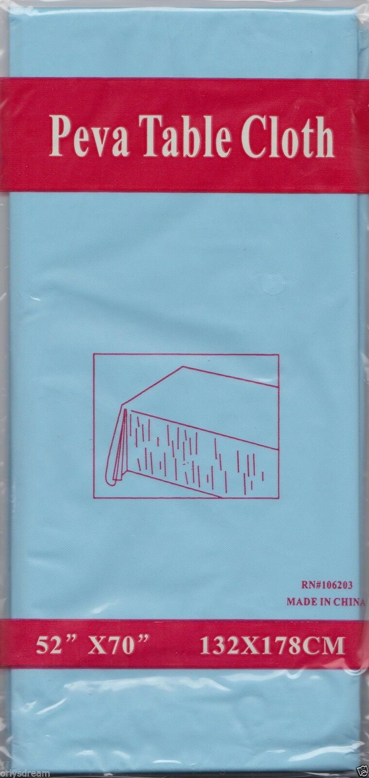 Orly's Dream Peva Table Cloth, Light Blue, Size 52" x 70"(132cm x 178cm ...
