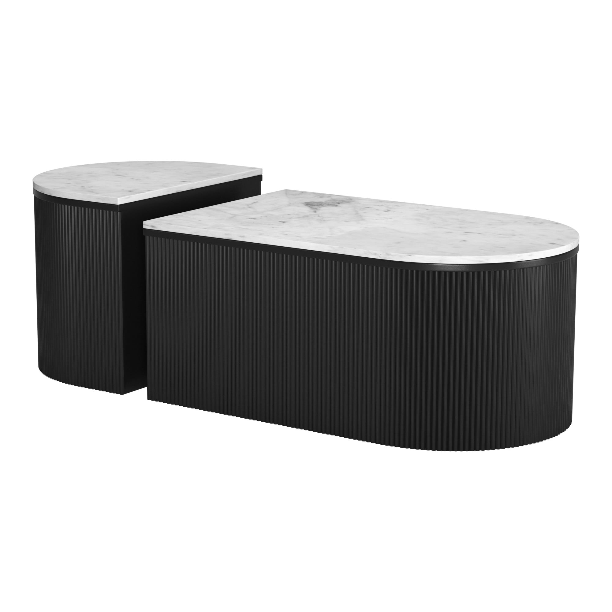 Ormara Coffee Table Set (2-Piece) White & Black Coffee Table, Modern Style, Rubber feet protect ...