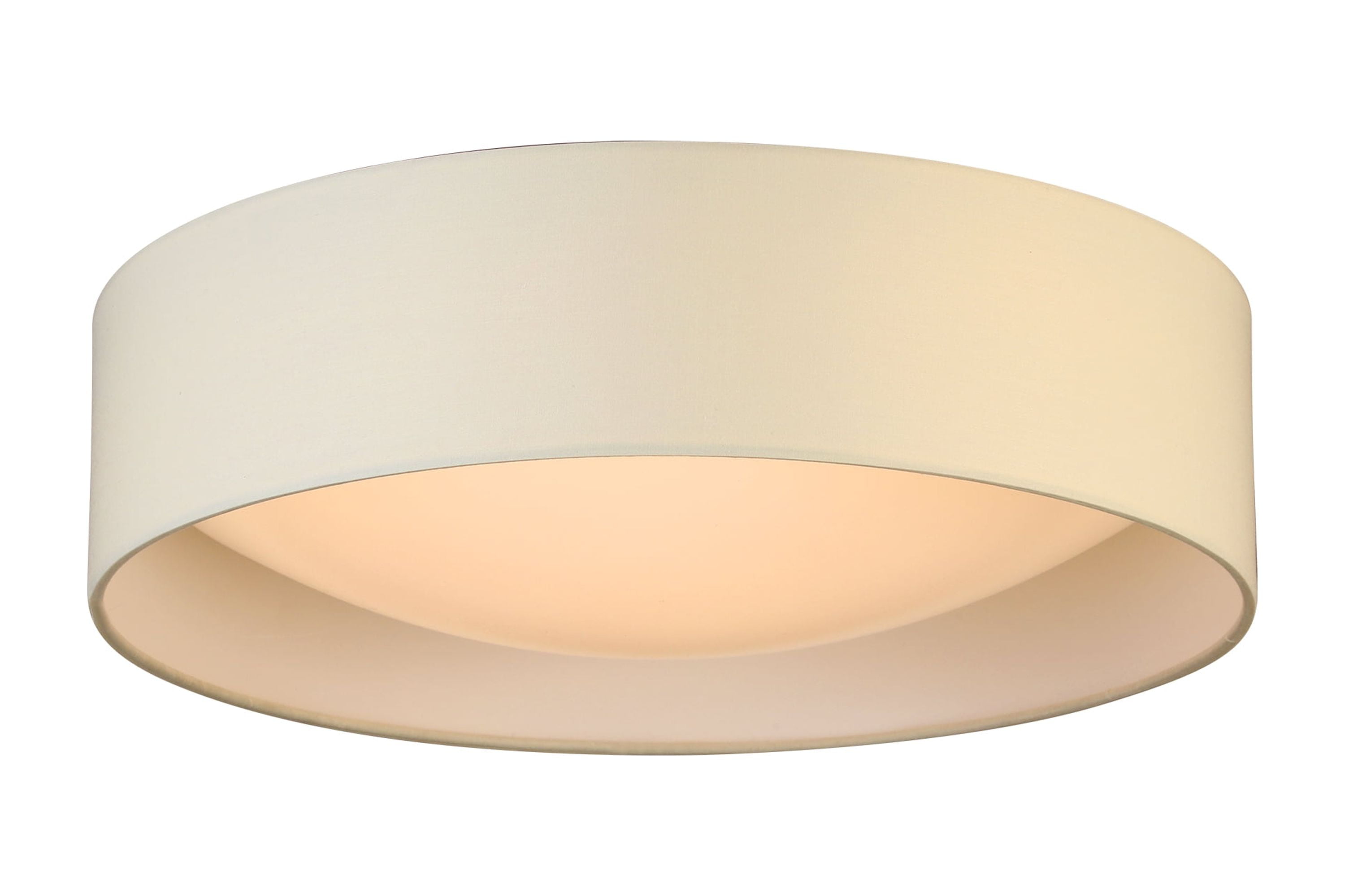 Orme - 16" LED Flush Mount Ceiling Lighting - White Fabric Shade with ...