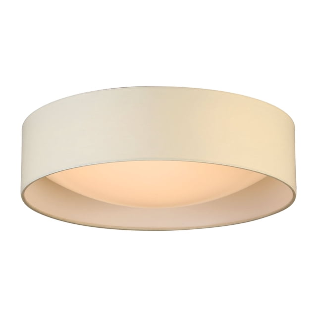 Orme - 16" LED Flush Mount Ceiling Lighting - White Fabric Shade with ...