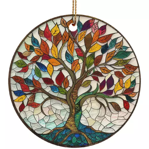 OrnaVibeAutumn Stained Gl Art Tree Of Life Christmas Tree Hanging Decor ...