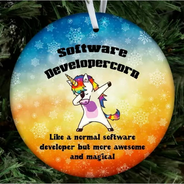 Ornavibesoftware Developer Unicorn Christmas Programmer Office Coworker