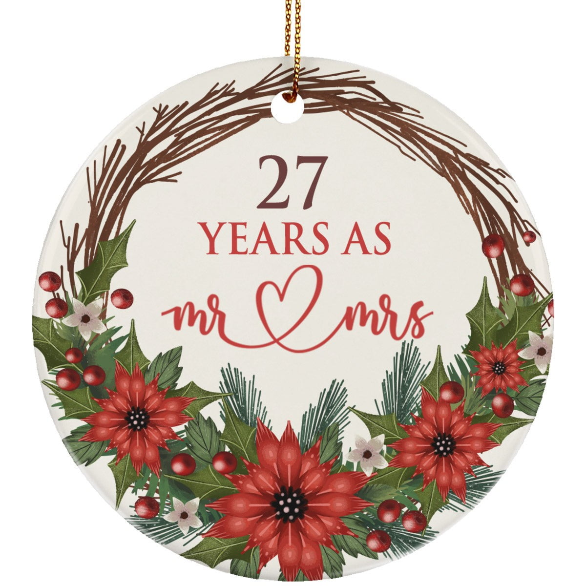 Ornament 27 Years As Mr & Mrs 2025 Ornament 27th Wedding Anniversary ...