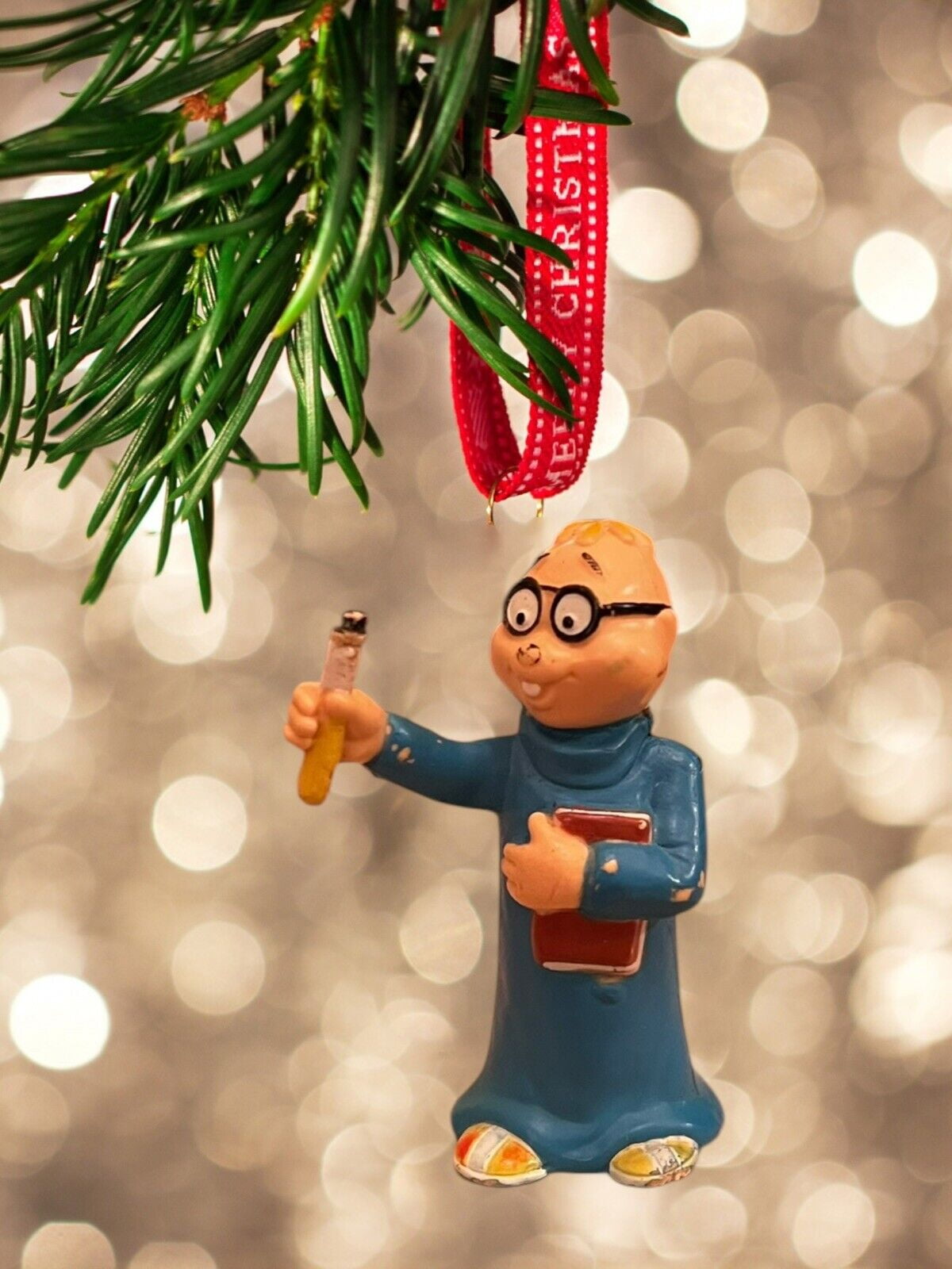 Ornament Alvin & Chipmunks Simon Holding Book & Pencil 2.5" Figure PVC ...