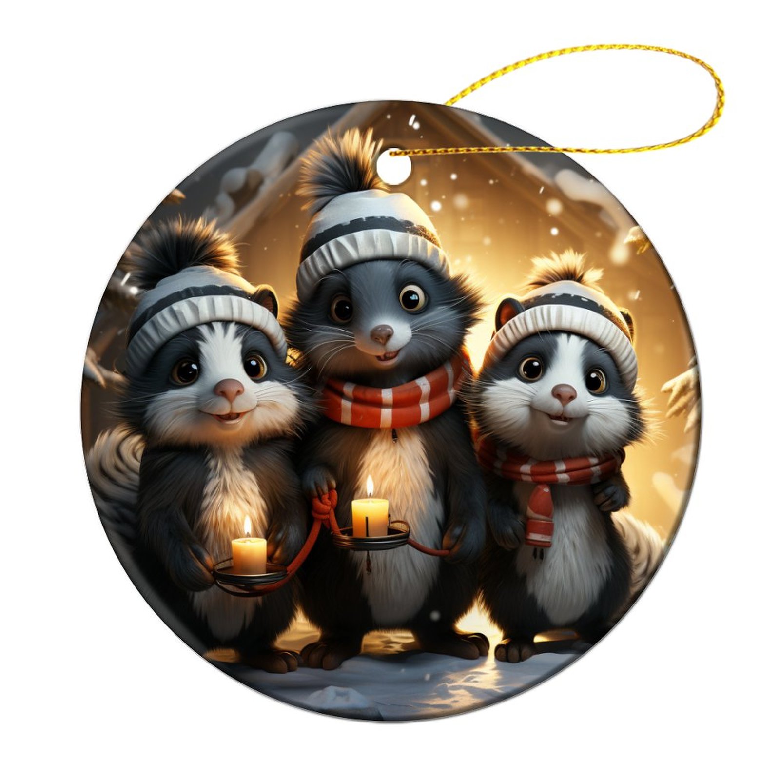 Ornament Animal Lovers Double-Sided Ceramics Ornaments Cartoon Skunk ...