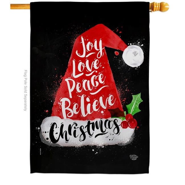 Ornament Collection 28 x 40 in. Joy Love Peace House Flag with Winter ...