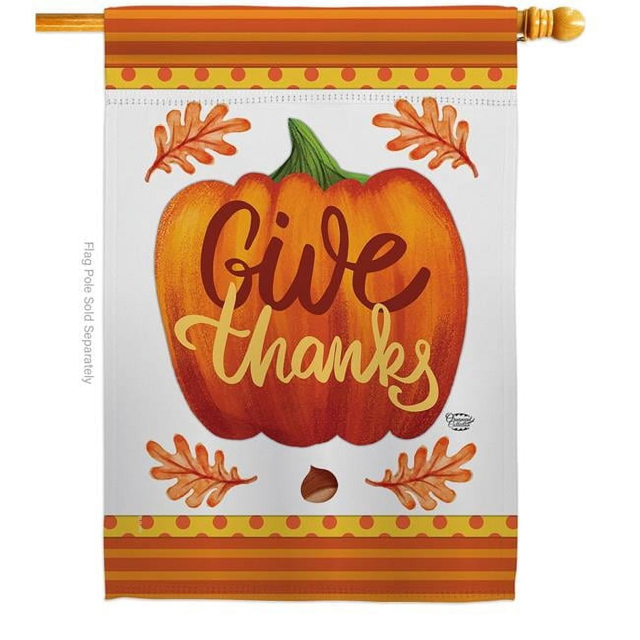 Ornament Collection 28 x 40 in. Pumpkin Give Thanks House Flag with ...