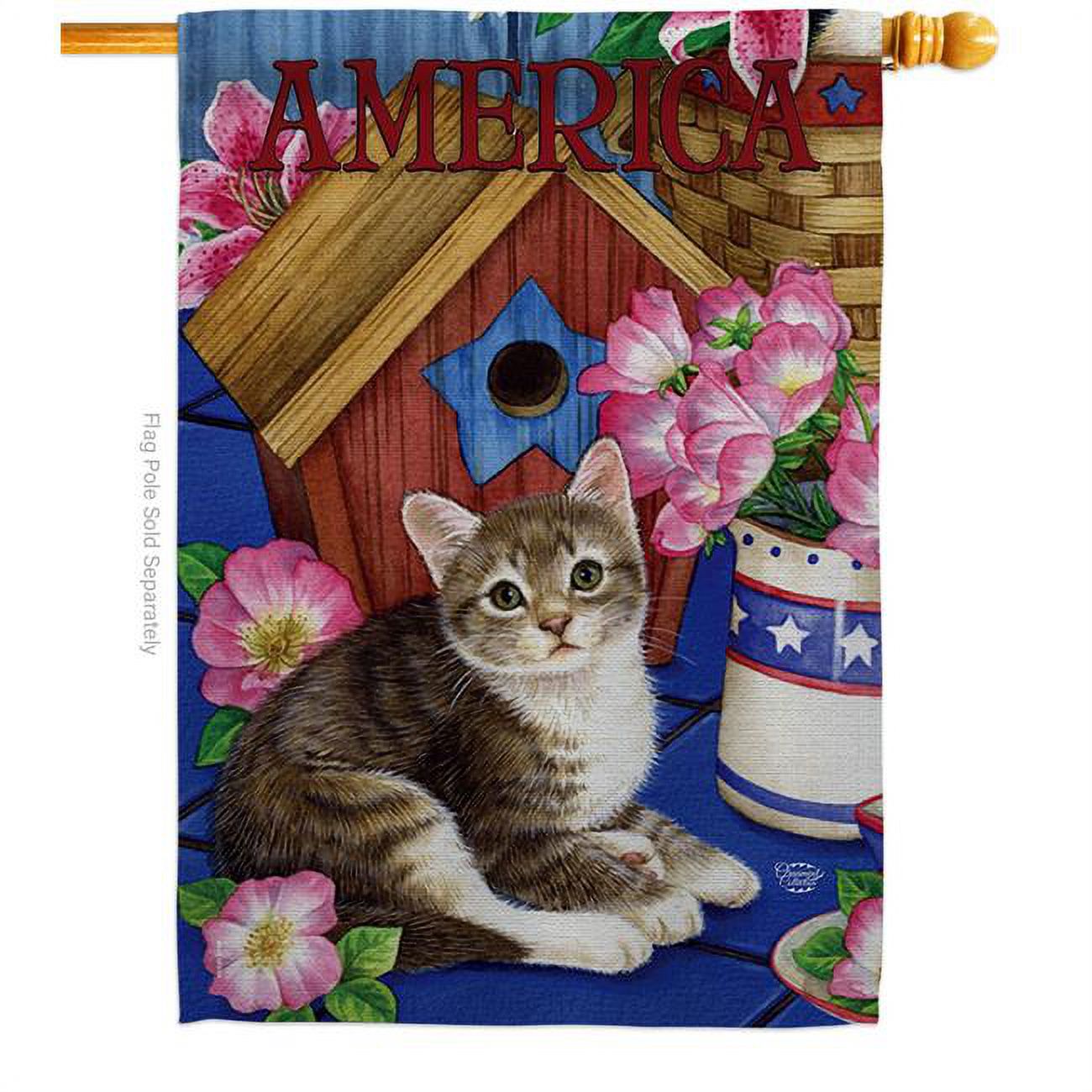 Ornament Collection H191215-BO America Proud Kitten Cat Animals 28 x 40 ...