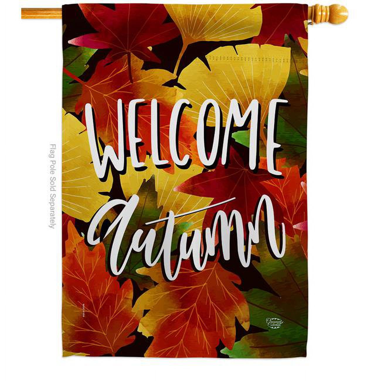 Ornament Collection H192136-BO 28 x 40 in. Welcome Autumn Leaves House ...