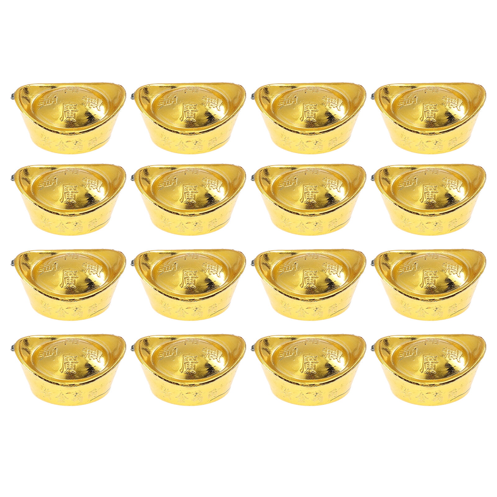 Ornament Decor 30 Pcs Spring Festival Gold Ingot Plastic Craft Scene ...
