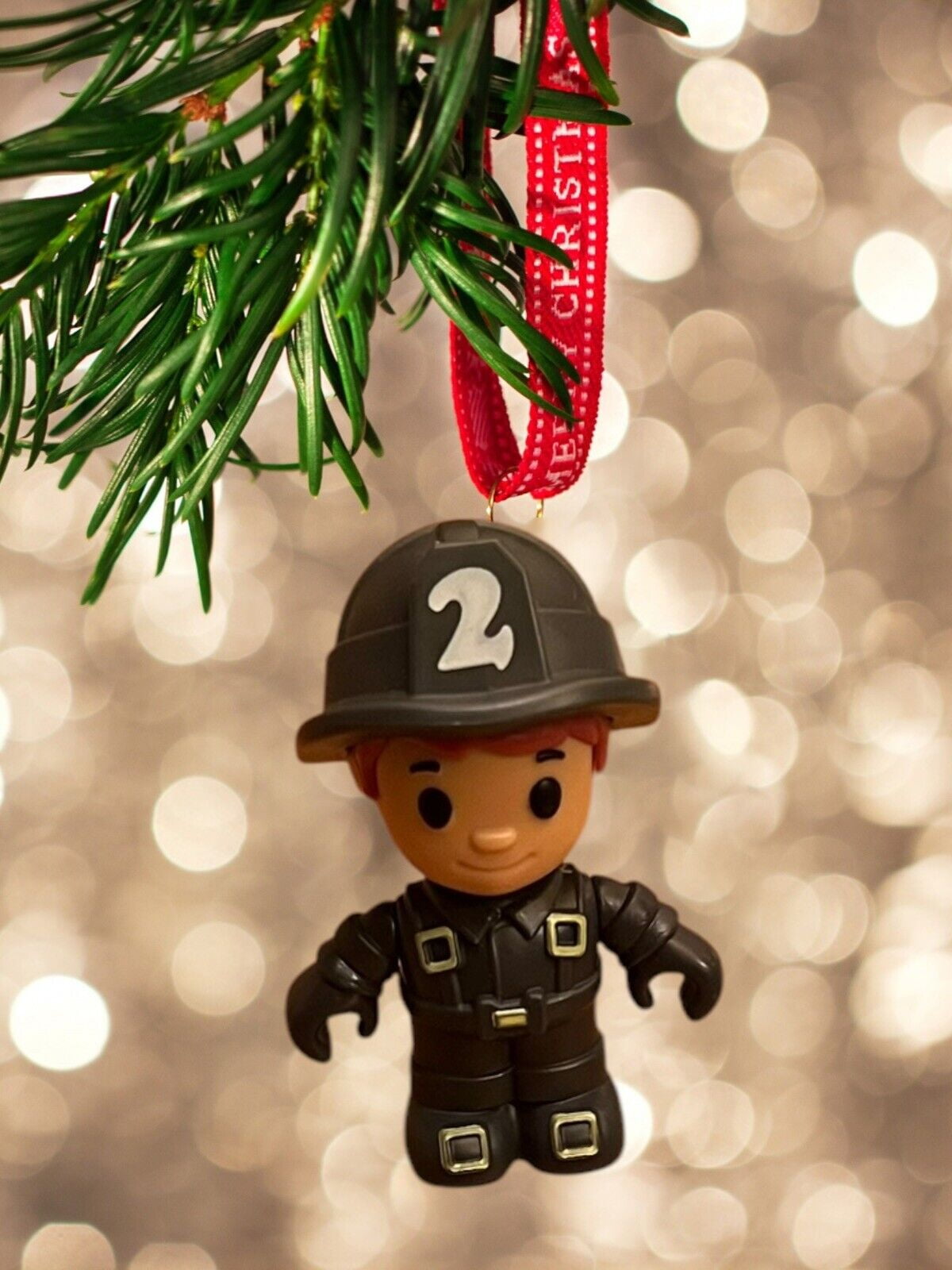 Ornament Little People Sized Figure Firefighter 2.5" Gray uniform With #2 Helmet - Walmart.com