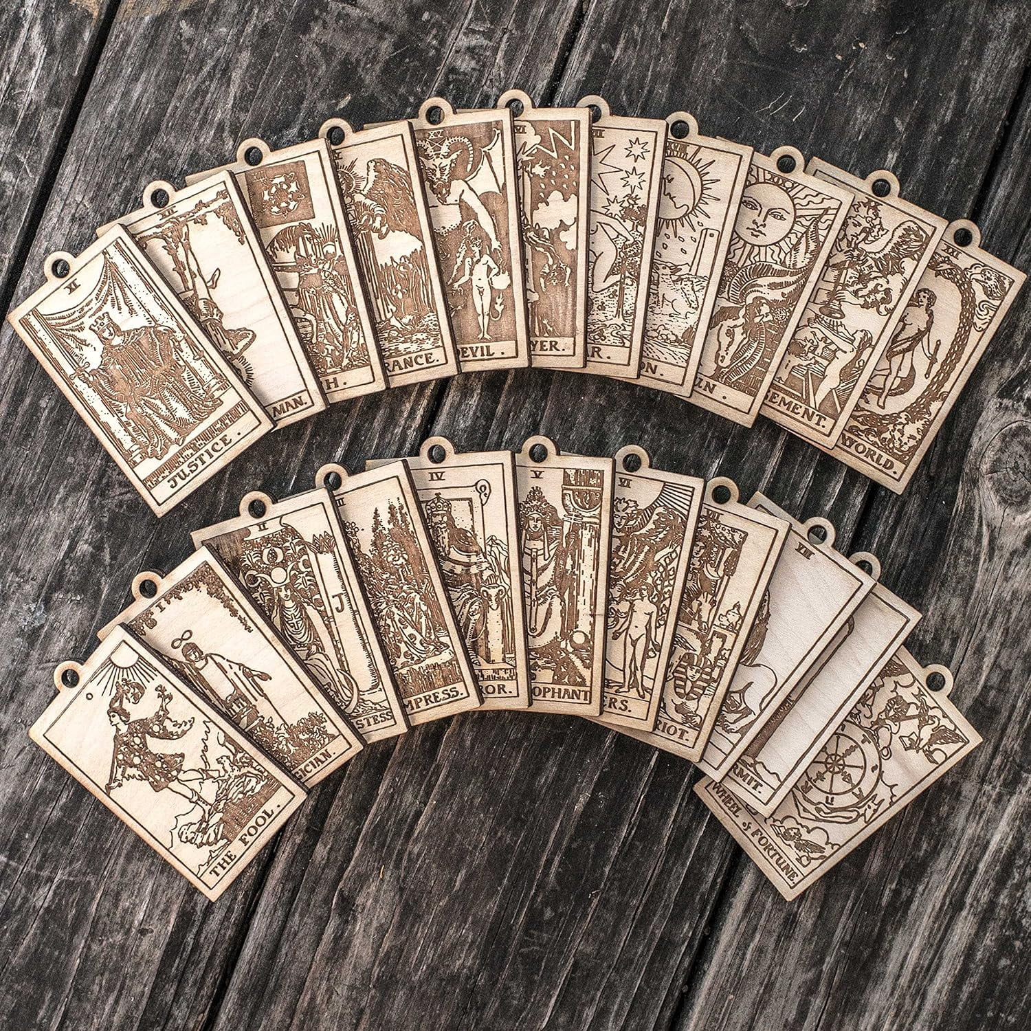 Ornament - Major Arcana -Tarot Deck - Set of 22 - Raw Wood 2x3in ...