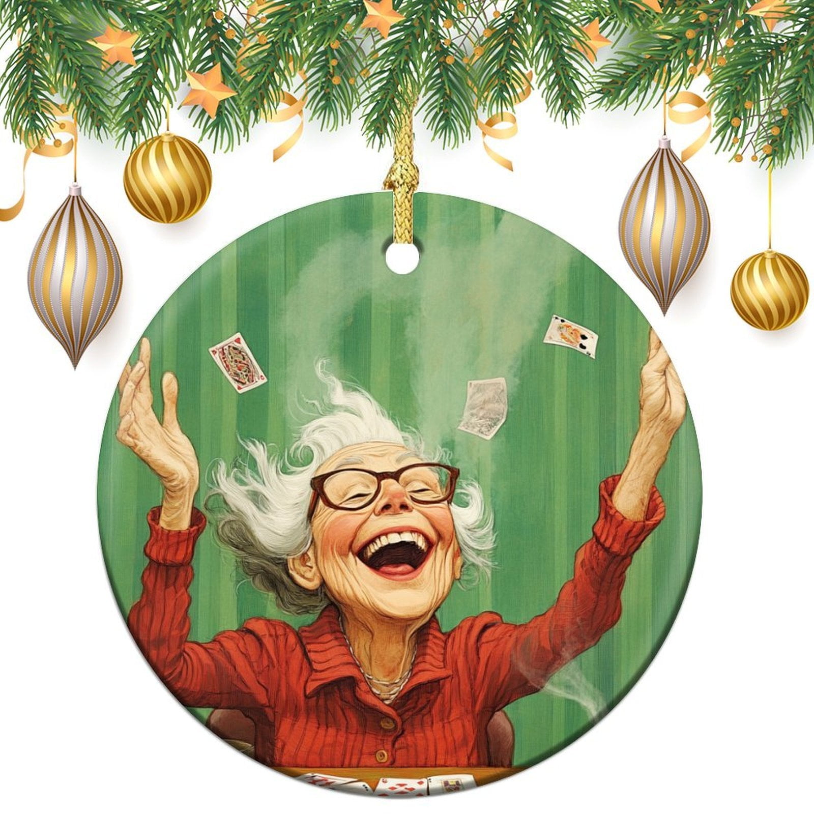 Ornament Old Lady Play Game Christmas Tree Ornaments Old Lady ...