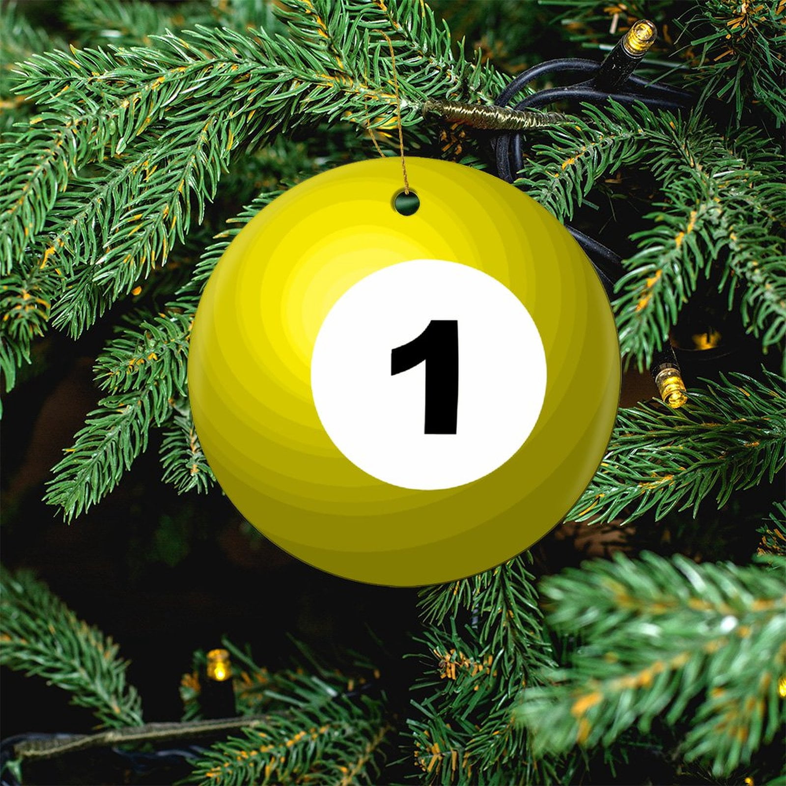 Ornament Pool Ball Billiards One Ball Double-Sided Printed 3" Ceramic ...