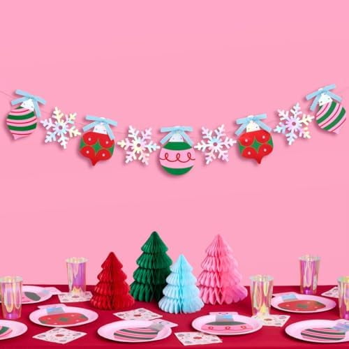 Ornament Snowflake Banner - 5' | Iridescent Holiday Party Decorations ...